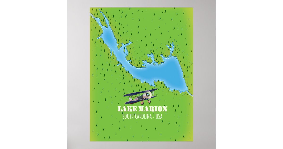 Lake marion south carolina map poster | Zazzle