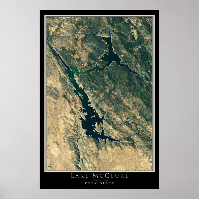 Lake McClure California Satellite Poster Map | Zazzle
