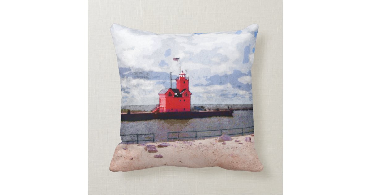 Lake Michigan Lighthouse Throw Pillow | Zazzle.com