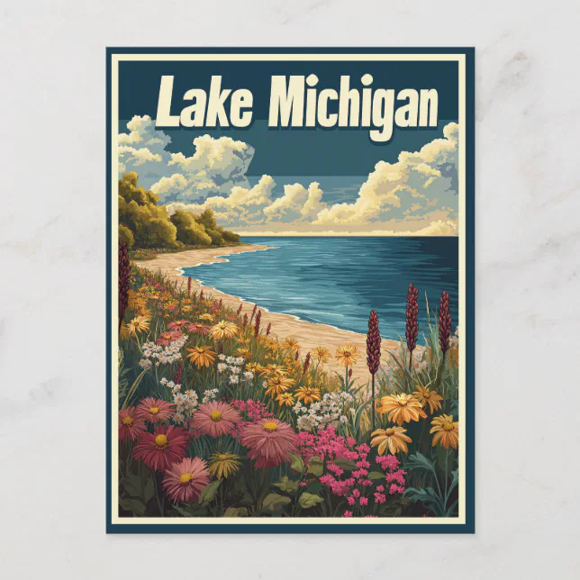 Lake Michigan Vintage Travel Postcard | Zazzle