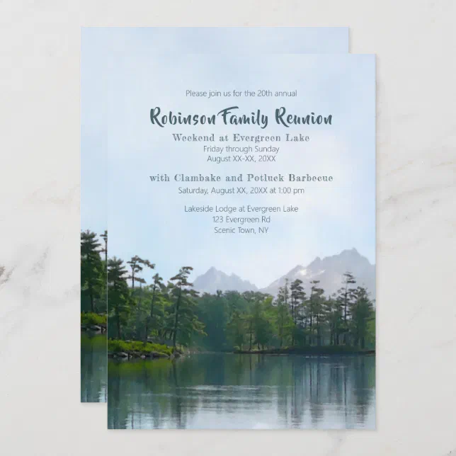 Lake Mountains Family Reunion Camping Weekend Invitation | Zazzle