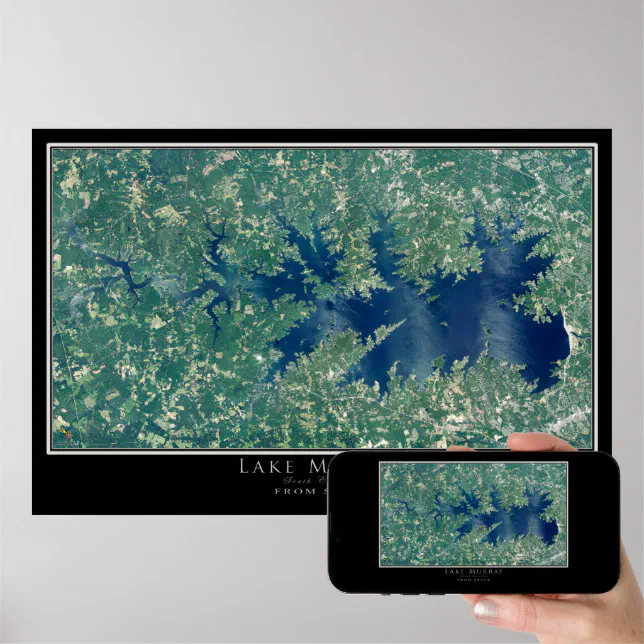 Lake Murray South Carolina Satellite Poster Map | Zazzle