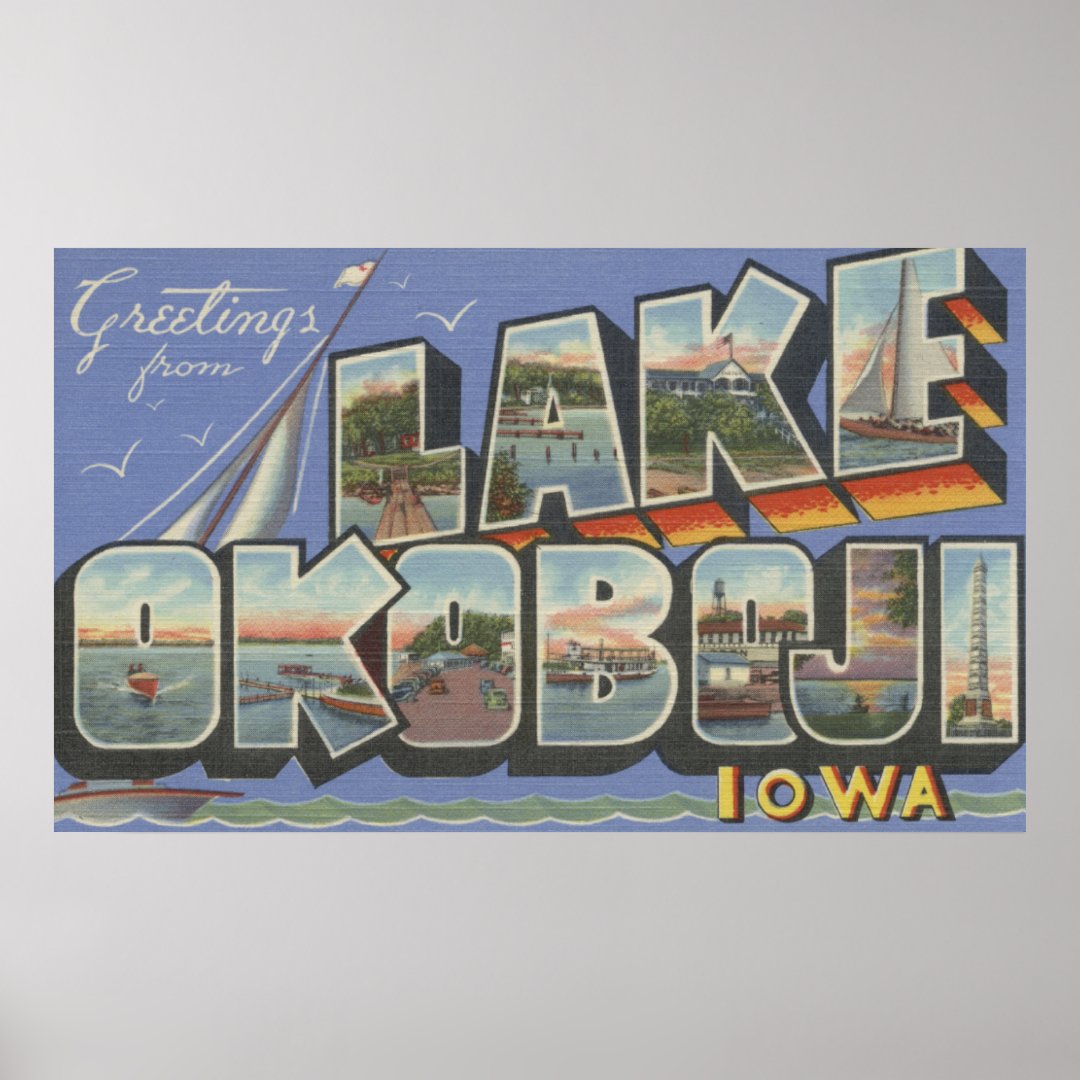 Lake Okoboji, Iowa - Large Letter Scenes Poster | Zazzle