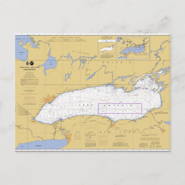 Lake Ontario Nautical Chart Postcard | Zazzle.com