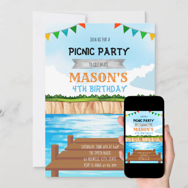 Lake party birthday invitation | Zazzle