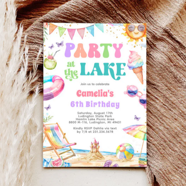 Lake Party Summer Birthday Invitation | Zazzle