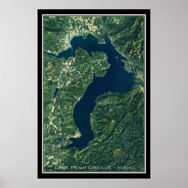 Lake Pend Oreille Idaho Satellite Poster Map | Zazzle