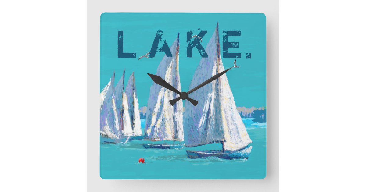 Lake Period. | Sailboat Square Wall Clock | Zazzle