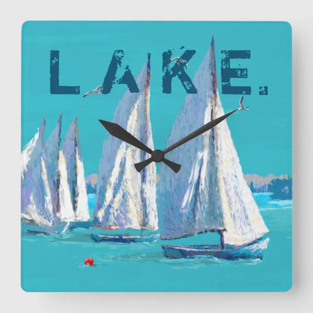 Lake Period. | Sailboat Square Wall Clock | Zazzle