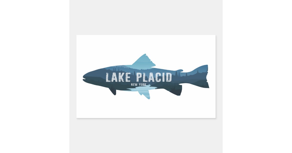 Lake Placid New York Fish Rectangular Sticker | Zazzle