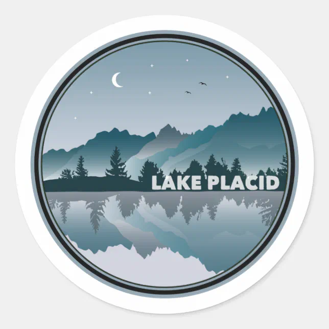 Lake Placid New York Reflection Classic Round Sticker | Zazzle