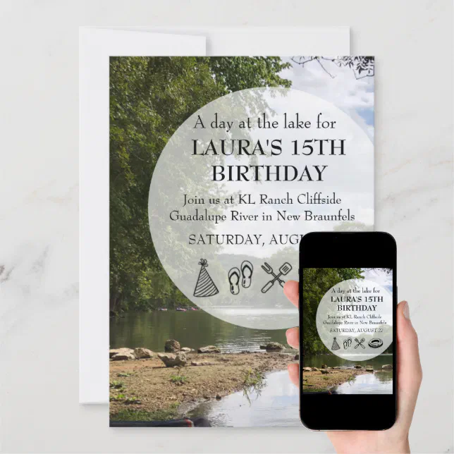 Lake Summer Party Birthday Reunion Invitation | Zazzle