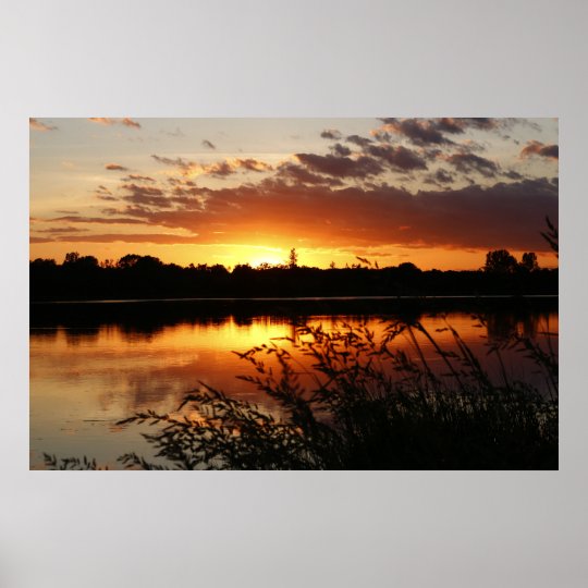 Lake Sunset Landscape Photo Nature Wall Poster | Zazzle.com