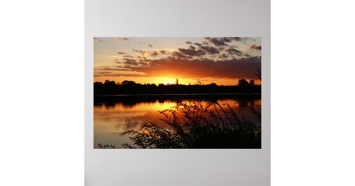 Lake Sunset Landscape Photo Nature Wall Poster | Zazzle