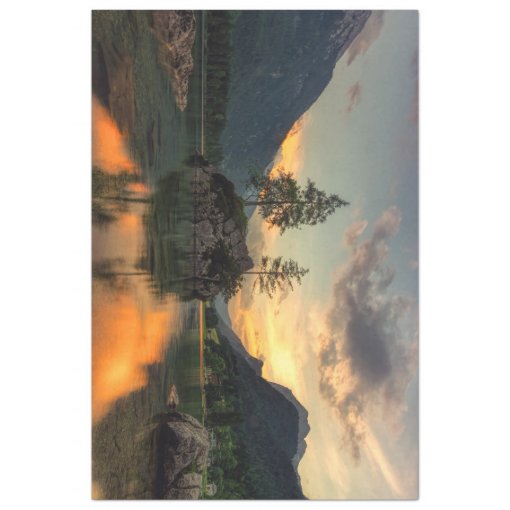 Lake Sunset Mountains Decoupage Tissue Paper | Zazzle
