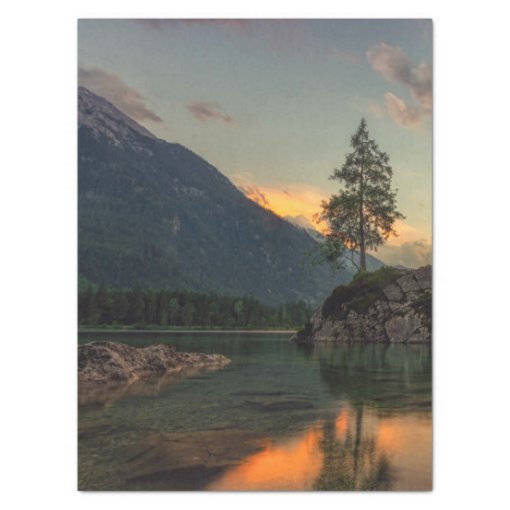 Lake Sunset Mountains Decoupage Tissue Paper | Zazzle