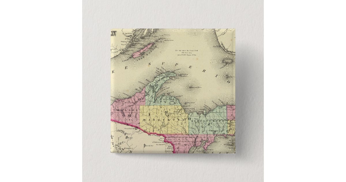 Lake Superior And The Northern Part Of Michigan Pinback Button | Zazzle