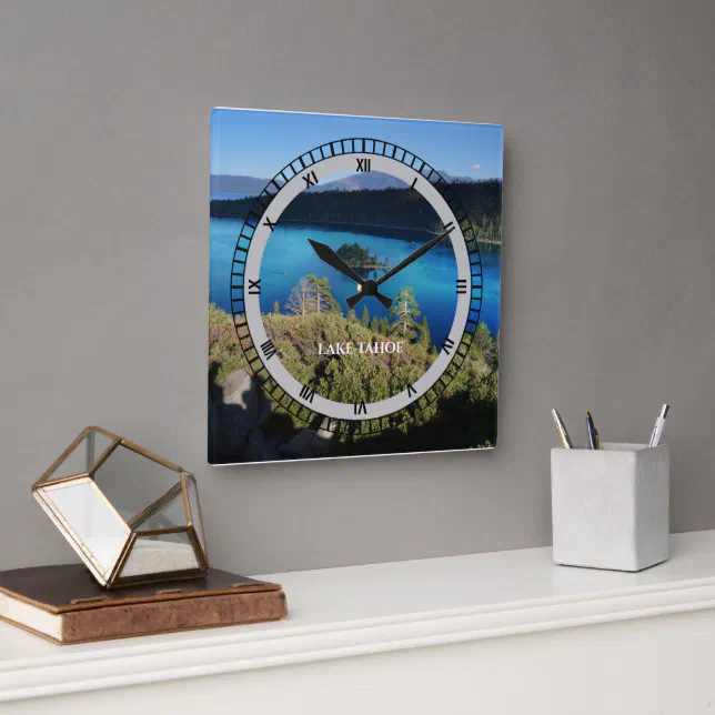 Lake Tahoe California Souvenir Custom Christmas Square Wall Clock | Zazzle