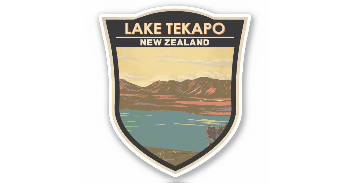 Lake Tekapo New Zealand Travel Art Vintage Sticker | Zazzle