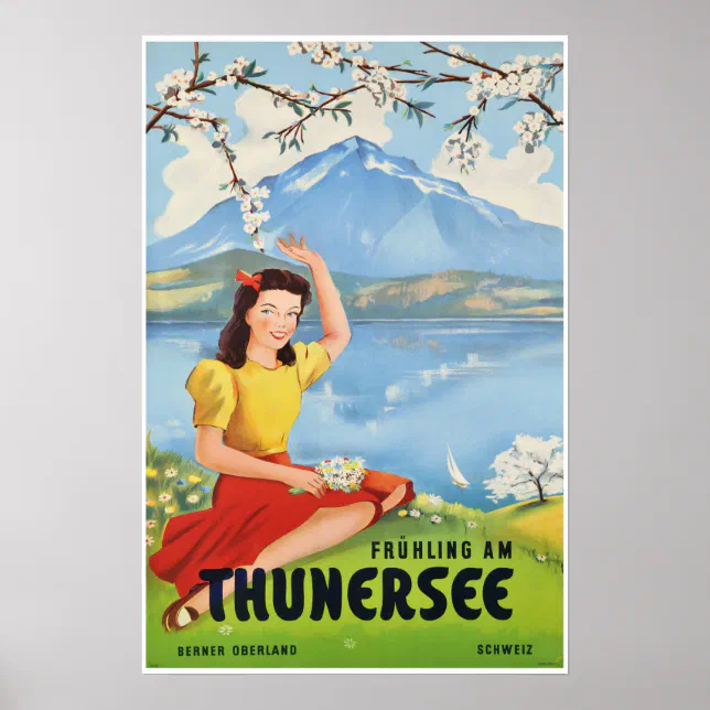 Lake Thun, Switzerland, Travel Poster | Zazzle