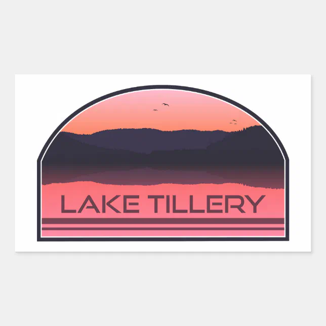 Lake Tillery North Carolina Red Sunrise Rectangular Sticker | Zazzle