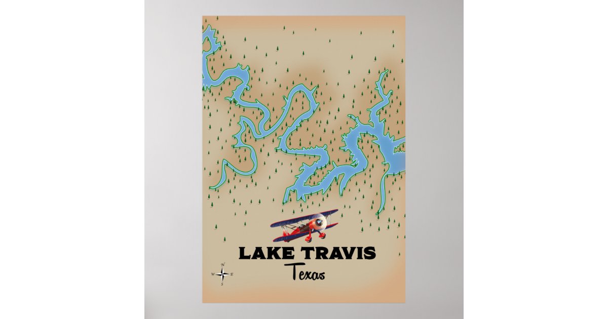 Lake Travis Texas map Poster | Zazzle