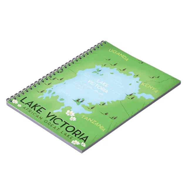 Lake Victoria Map - Africa Great Lake travel art. Notebook | Zazzle