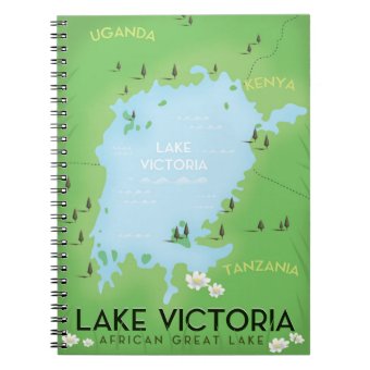 Lake Victoria Map - Africa Great Lake travel art. Notebook | Zazzle