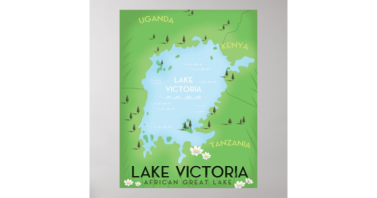 Lake Victoria Map - Africa Great Lake travel art. Poster | Zazzle