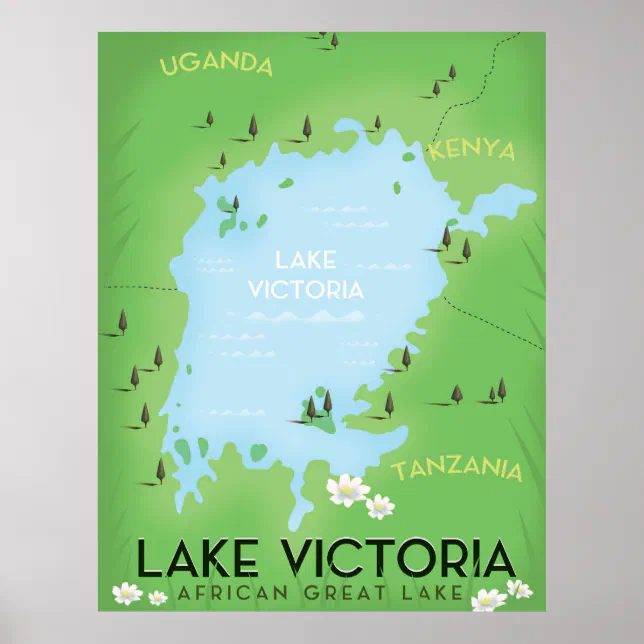 Lake Victoria Map - Africa Great Lake travel art. Poster | Zazzle