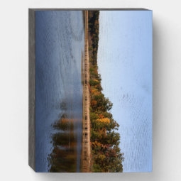 Lake View in Fall Photograph Wooden Box Sign | Zazzle