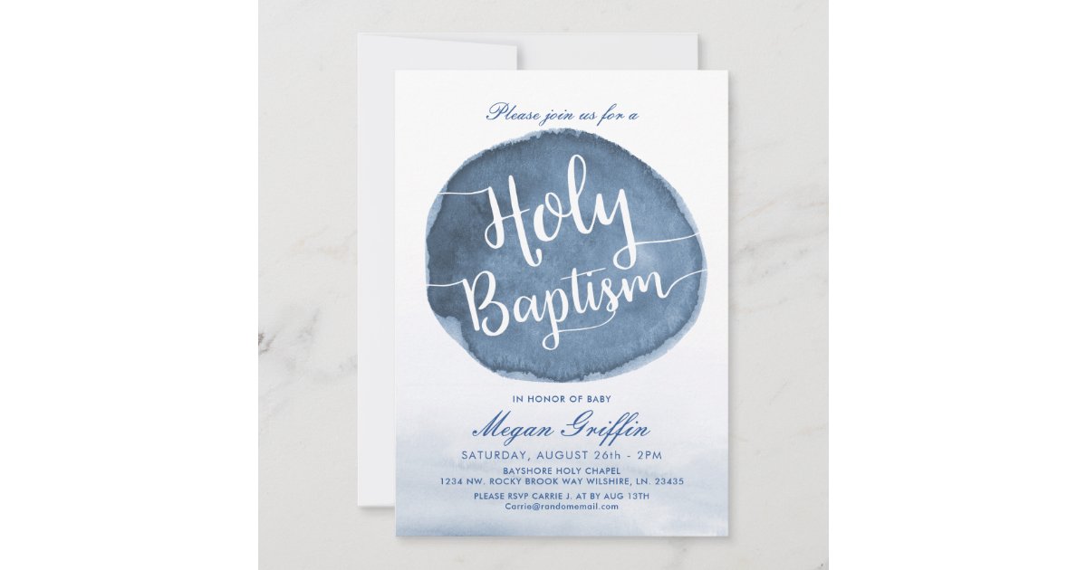 Lake Water Stain | Custom Holy Baptism Invitation | Zazzle