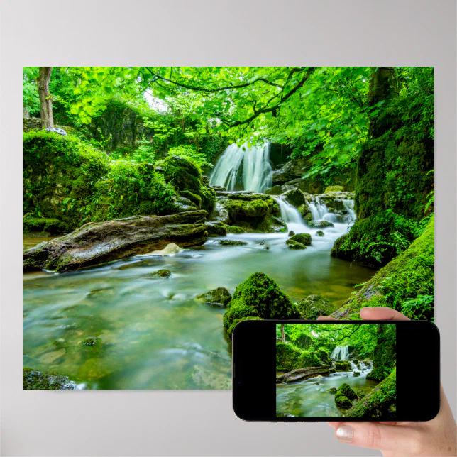 lake waterfall poster | Zazzle