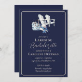 Lake Weekend Navy Blue Bachelorette Party Invitation | Zazzle