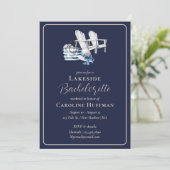Lake Weekend Navy Blue Bachelorette Party Invitation | Zazzle