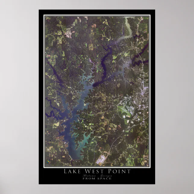Lake West Point Alabama - Georgia Satellite Map Poster | Zazzle