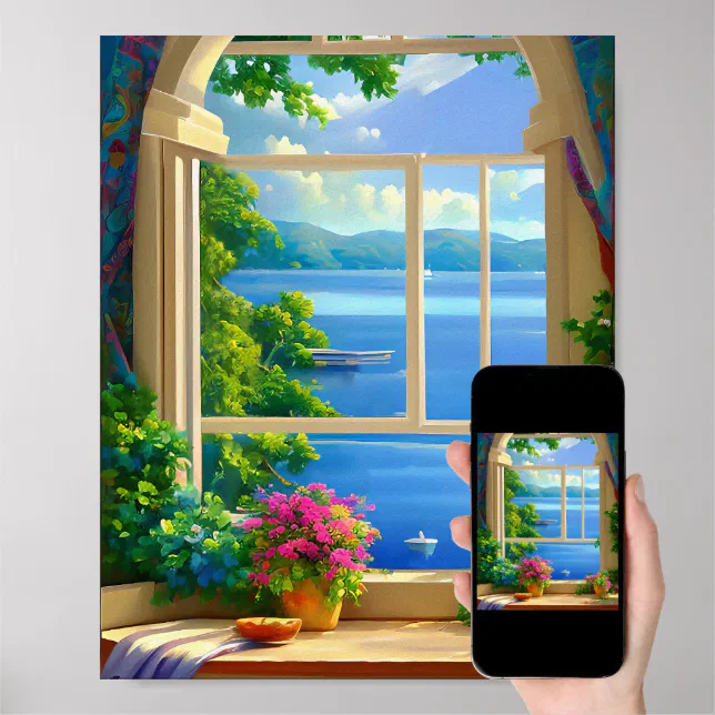 Lake Window Scene Retreat Landscape Art Print | Zazzle