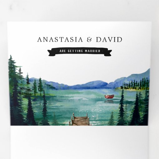 Lakeside Campground Resort | Illustrated Wedding Tri-Fold Invitation ...