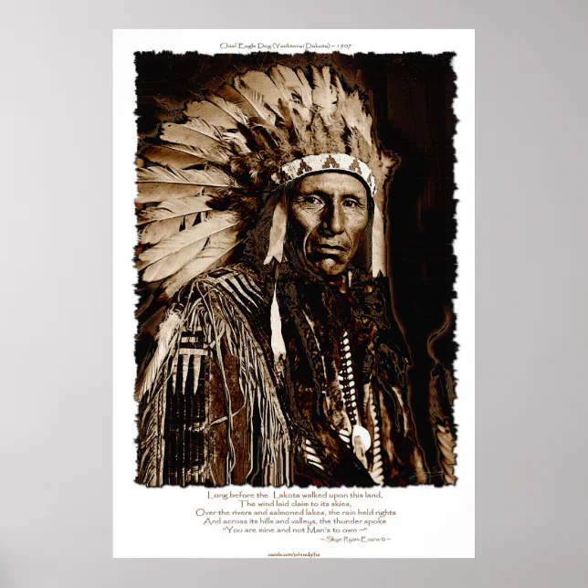 Lakota Chieftain Art & Native American Poem Poster | Zazzle
