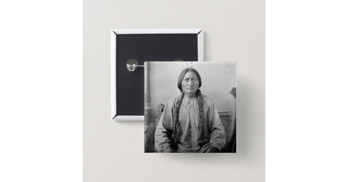 Lakota Leader Sitting Bull Native American Indian Button | Zazzle