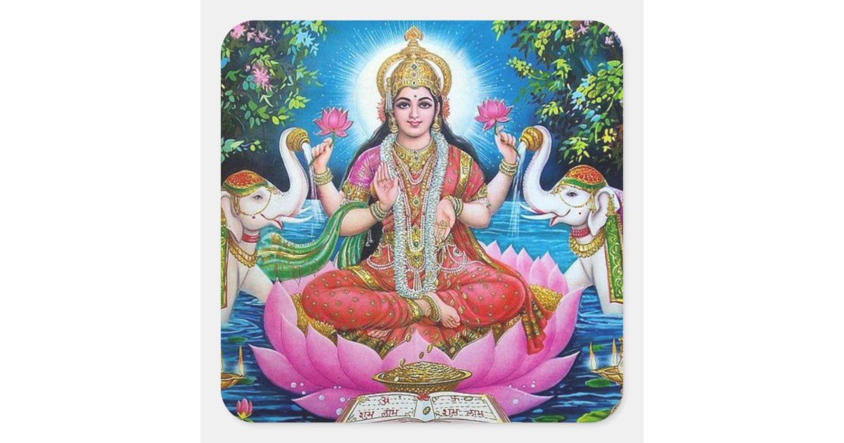 Lakshmi Goddess Large Square Sticker | Zazzle