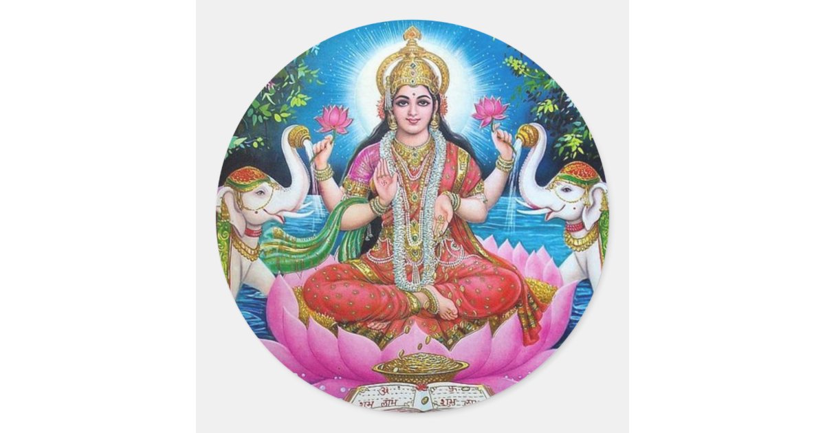 Lakshmi Round Sticker | Zazzle
