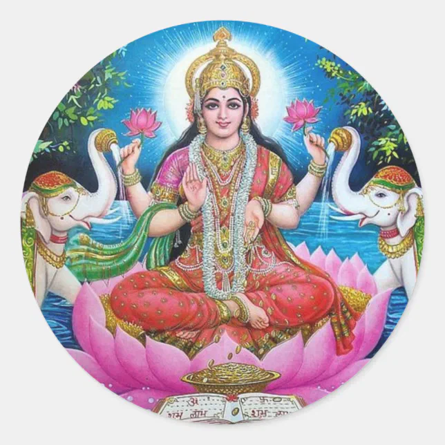 Lakshmi Round Sticker | Zazzle