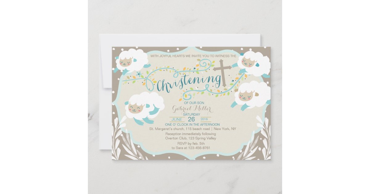Lamb christening Invitation | Zazzle