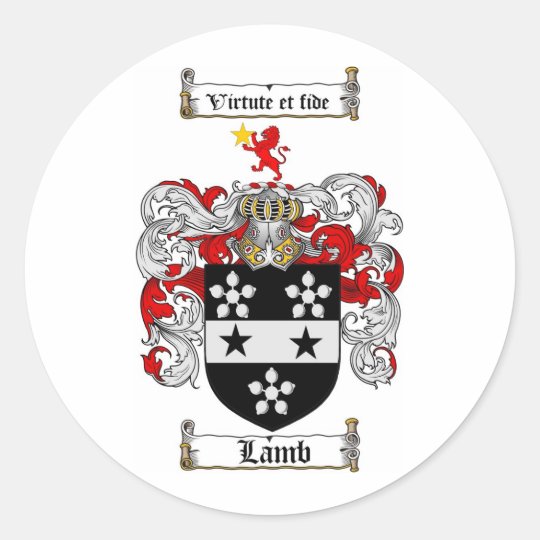 LAMB FAMILY CREST - LAMB COAT OF ARMS CLASSIC ROUND STICKER | Zazzle.com