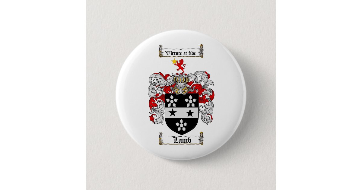 LAMB FAMILY CREST - LAMB COAT OF ARMS PINBACK BUTTON | Zazzle