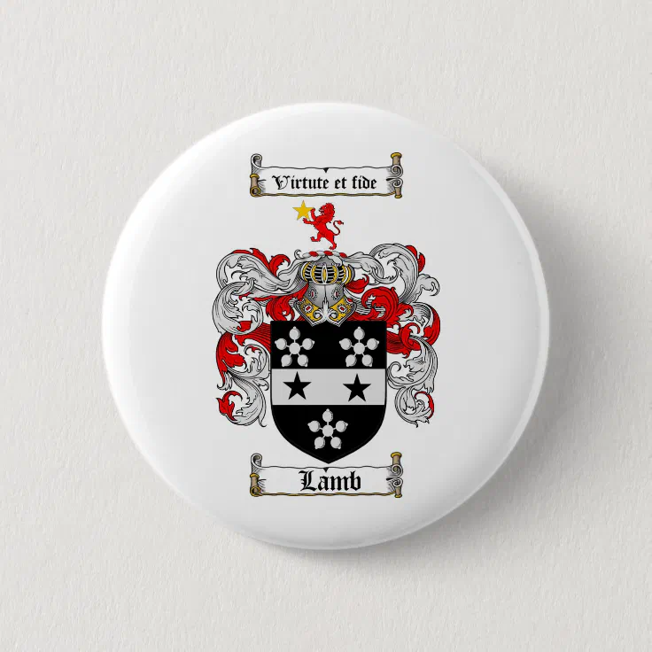 LAMB FAMILY CREST - LAMB COAT OF ARMS PINBACK BUTTON | Zazzle