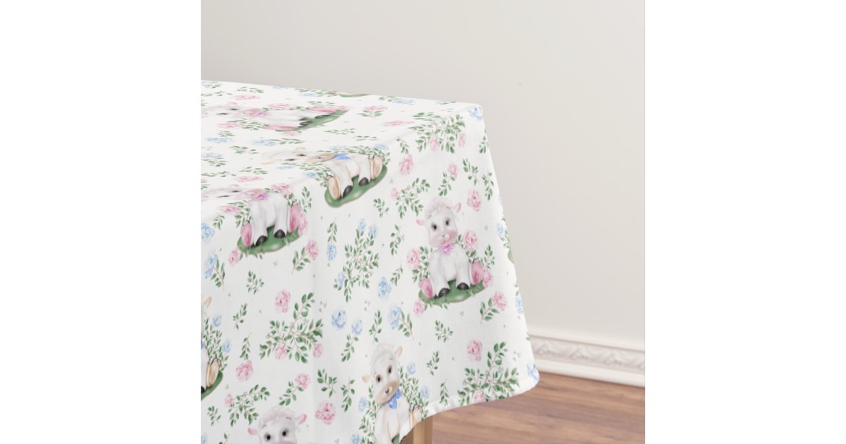Lamb Gender Reveal Baby Shower Tablecloth | Zazzle