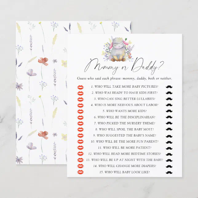 Lamb - mommy or daddy baby shower game | Zazzle