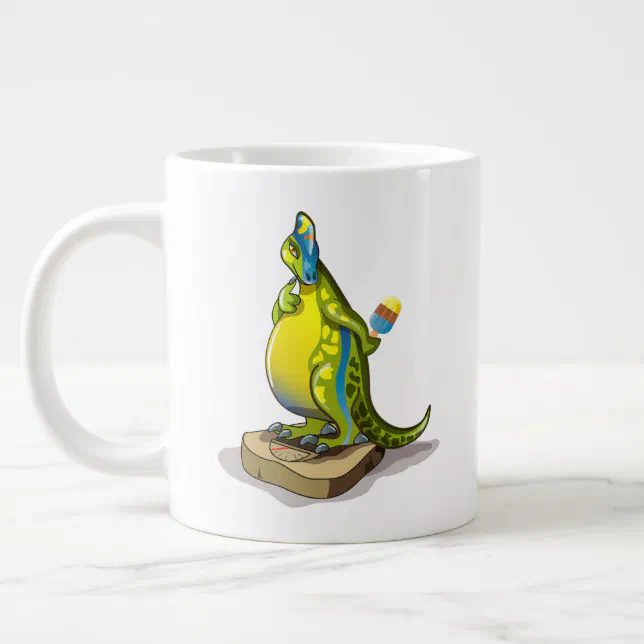 Lambeosaurus Standing On A Weight Scale. Giant Coffee Mug | Zazzle